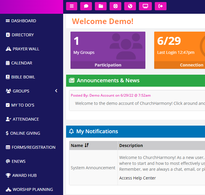 ChurchHarmony ChMS - Features